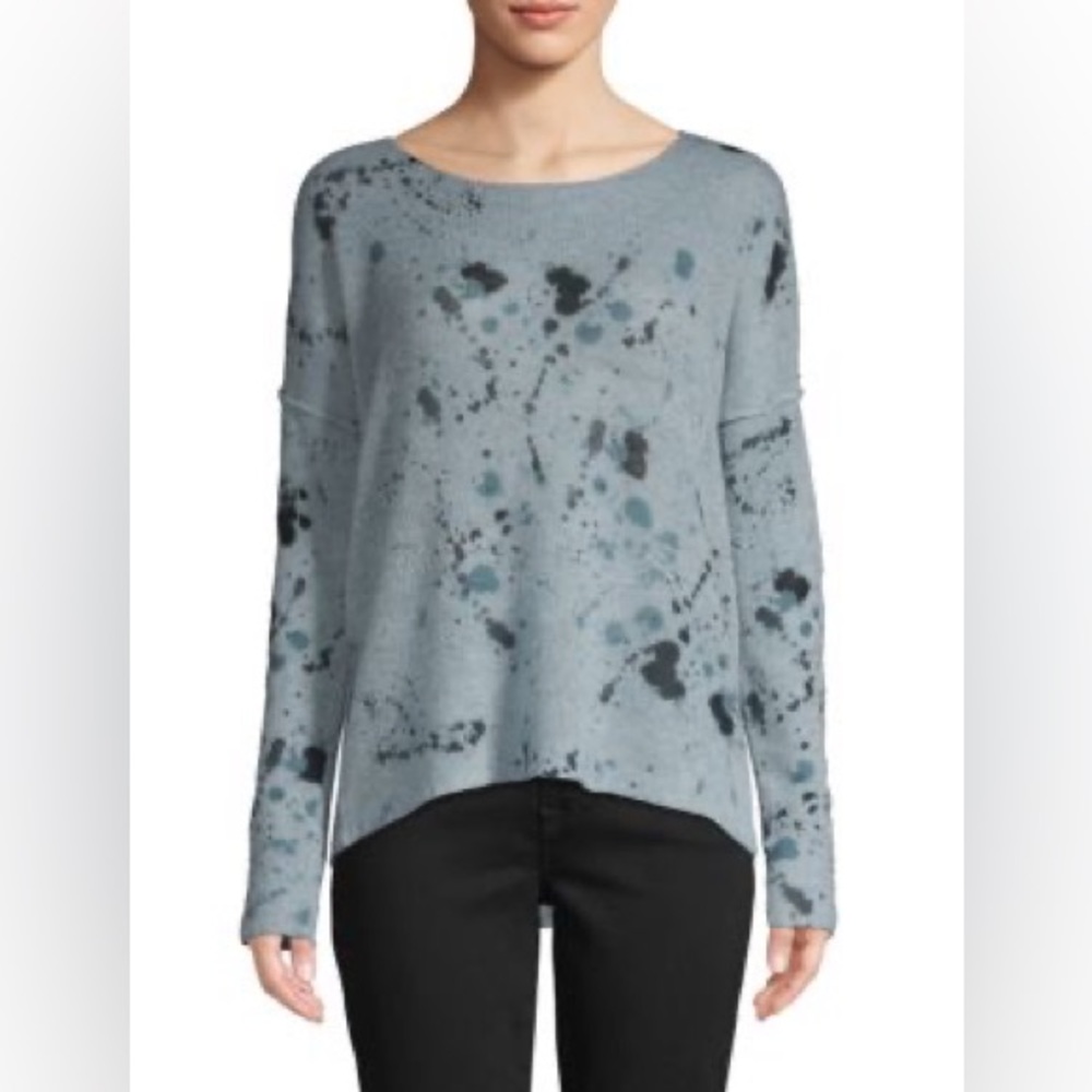 Skull Cashmere Blue Splatter-Paint Sweater. Skull On … - Gem